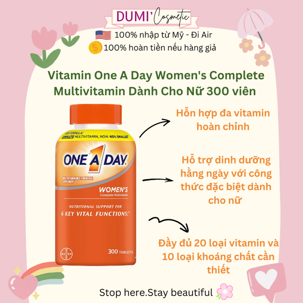 Vitamin One A Day Women's Complete Multivitamin Dành Cho Nữ 300 viên ...