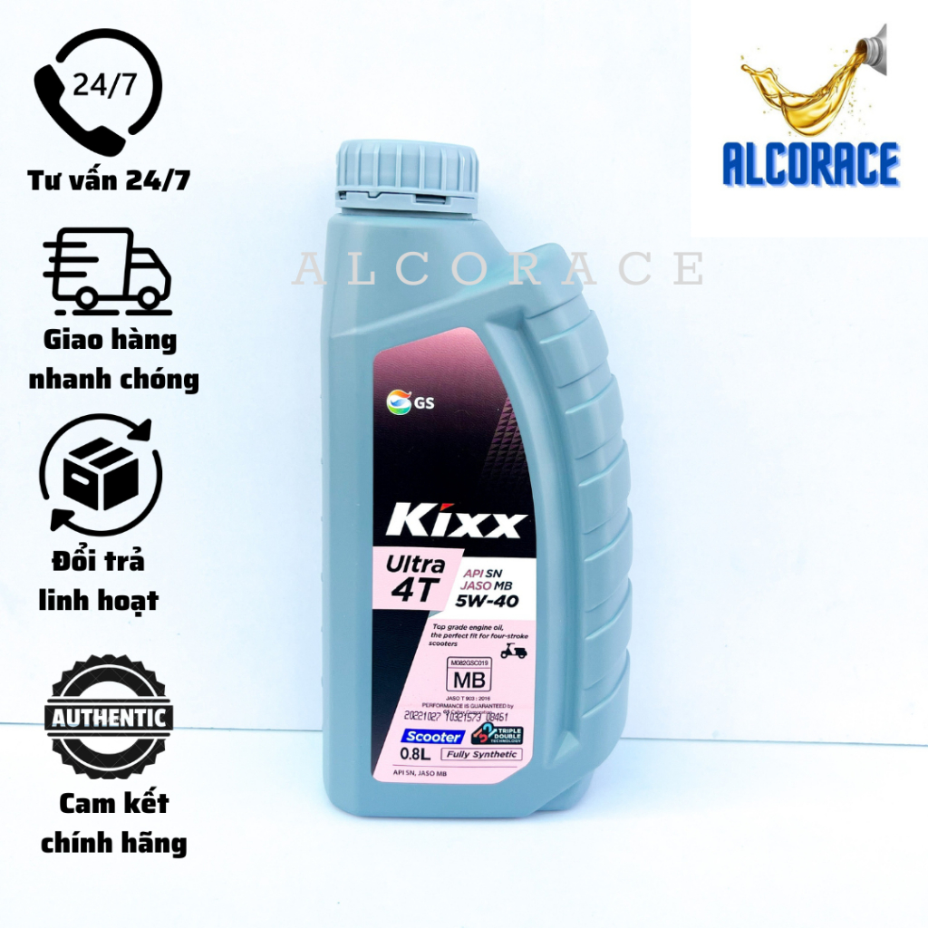 Nhớt Kixx Ultra 4T Scooter 5W40 800ml 100% tổng hợp dành cho xe tay ga ...