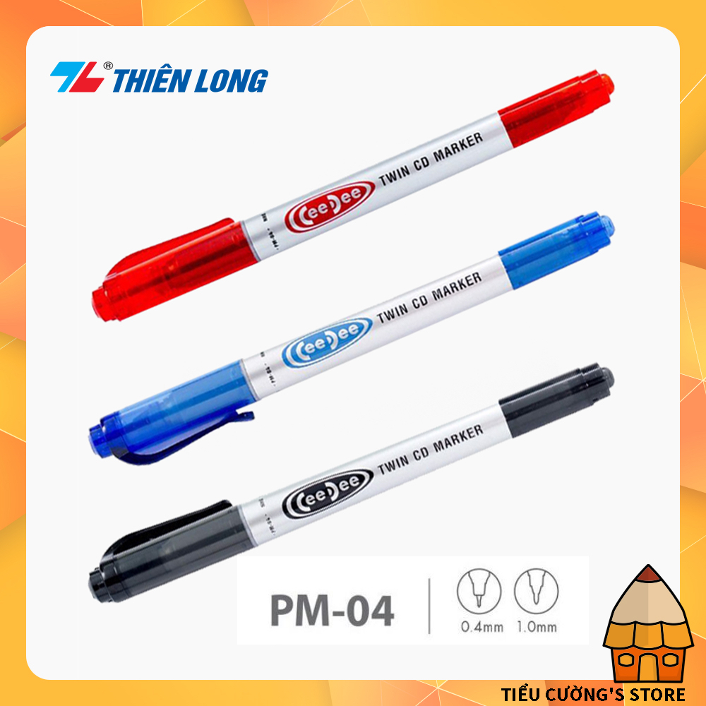 ️ Bút Lông Dầu 2 Đầu Thiên Long PM-04 màu xanh - đỏ - đen độ dính cao ...