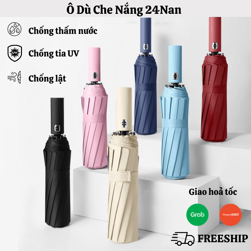 Dù Che Nắng Ô Che Mưa Gấp Gọn 24 Nan Thép Chống Gió Lật Dù Che Mưa ...