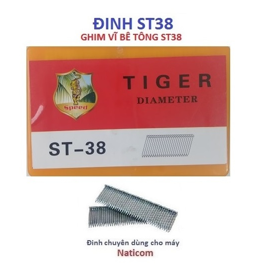 Đinh bê tông St38, Hiệu Tiger, hộp 646 cây đinh ghim ST38 dùng nạp Máy bắn đinh ST | Shopee Việt Nam