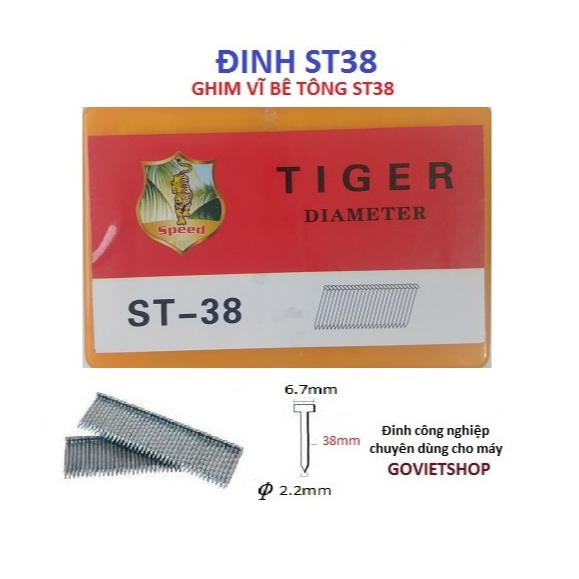 Đinh bắn bê tông ST38 Tiger hộp có 646 cây đinh ghim vĩ betong St38 | Shopee Việt Nam