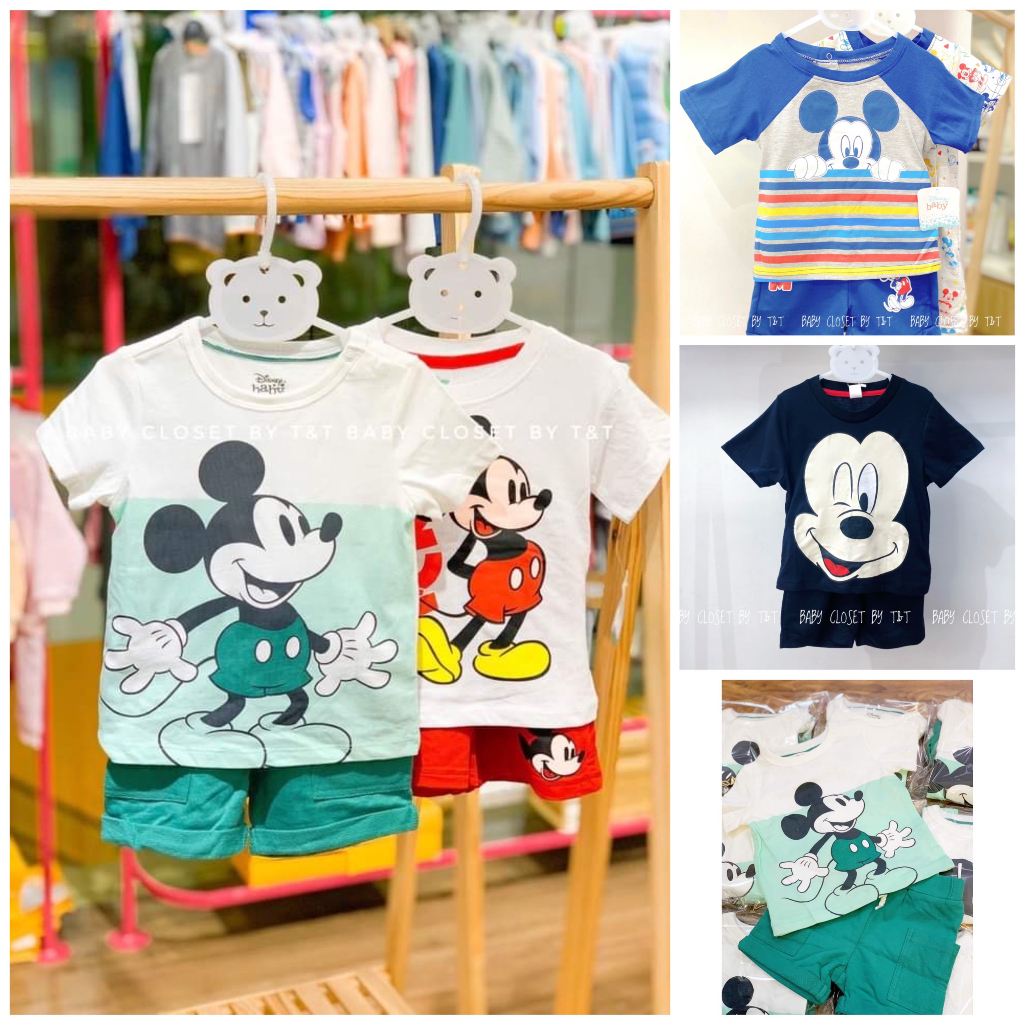 Bộ quần áo cộc tay bé trai họa tiết Mickey chất liệu cotton mềm mại ...