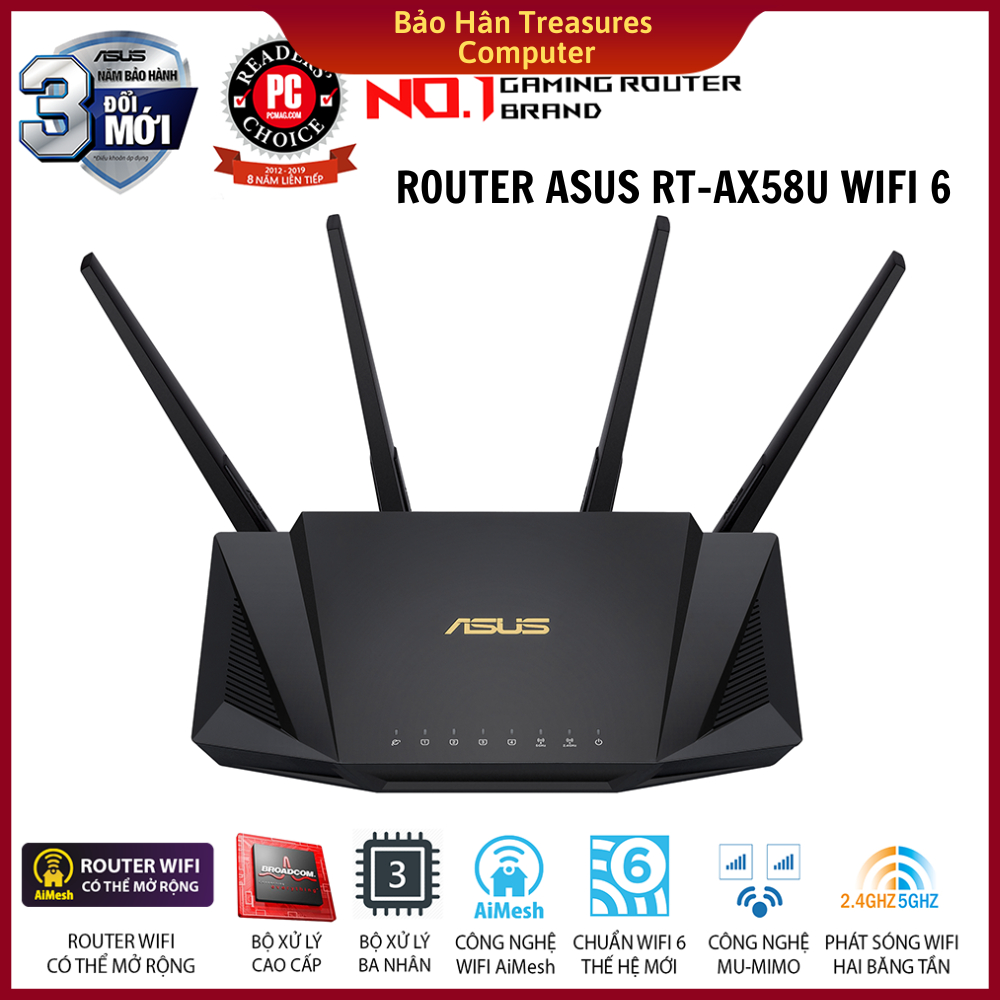 Router Wifi Asus RT- AX58U V2 / AX3000 Dual Band WiFi 6 (router WiFi có ...