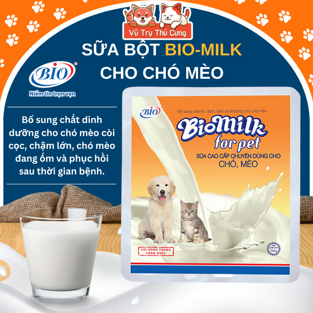 Sữa Bio Milk cho Chó Mèo 100g, cung cấp dinh dưỡng cho Mèo con | Shopee ...