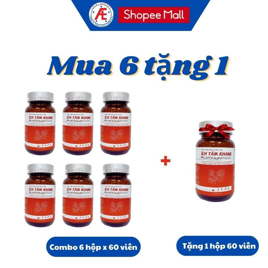 Combo mua 6 tặng 1 - Ích Tâm Khang Platinum hỗ trợ cải thiện đau thắt ngực, thiếu máu tim ...