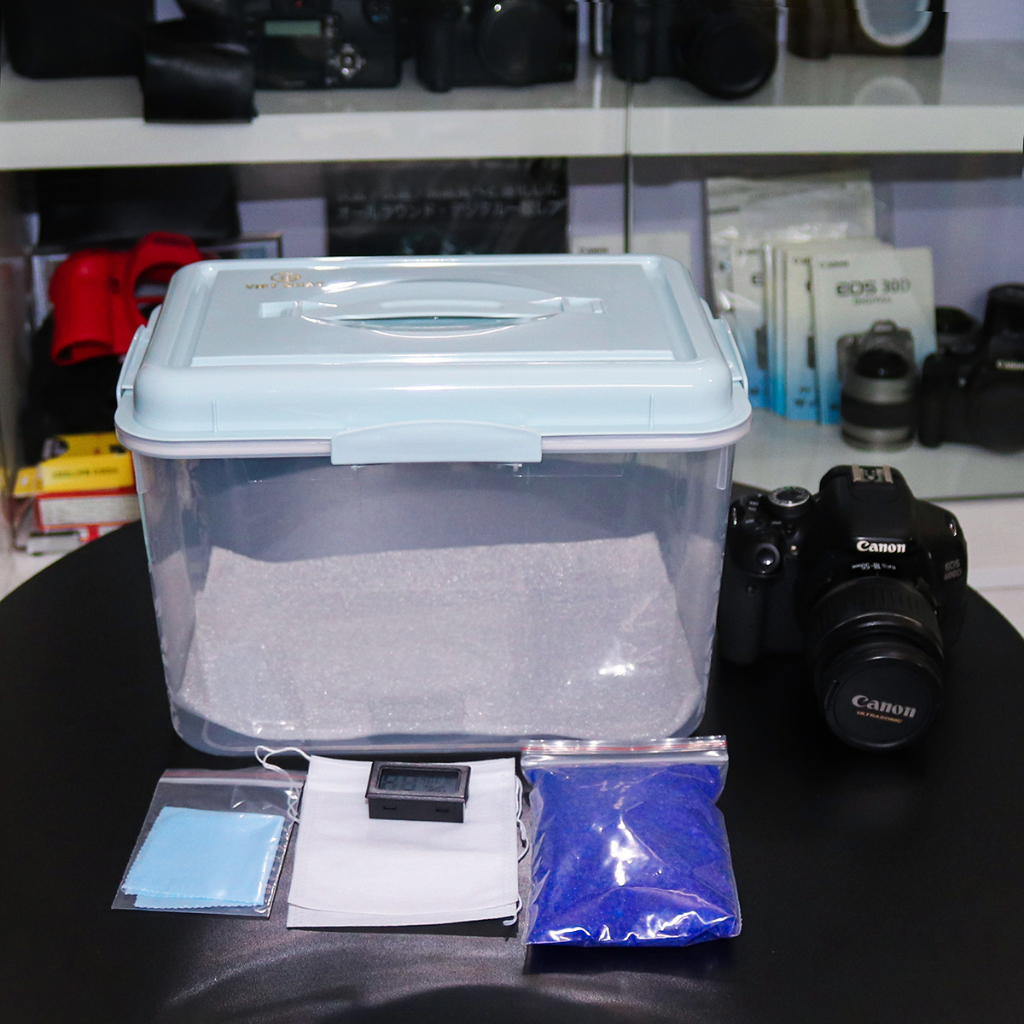 Hộp Chống Ẩm Cho Máy Ảnh 10L + Hạt Hút Ẩm + Ẩm Kế + Khăn lau lens Full ...