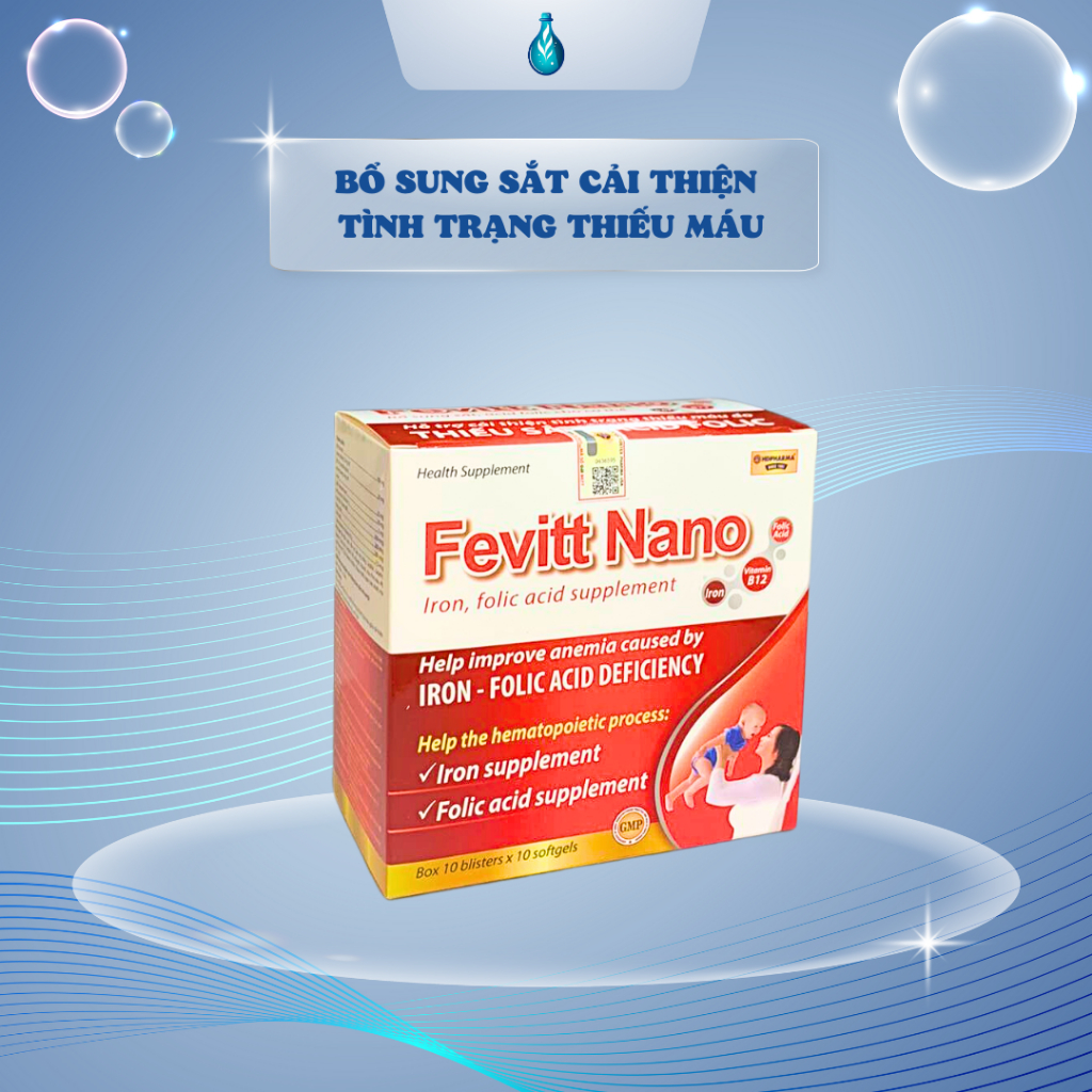 Viên uống FEVIT NANO - bổ sung sắt, bổ máu, cải thiện tình trạng thiếu ...