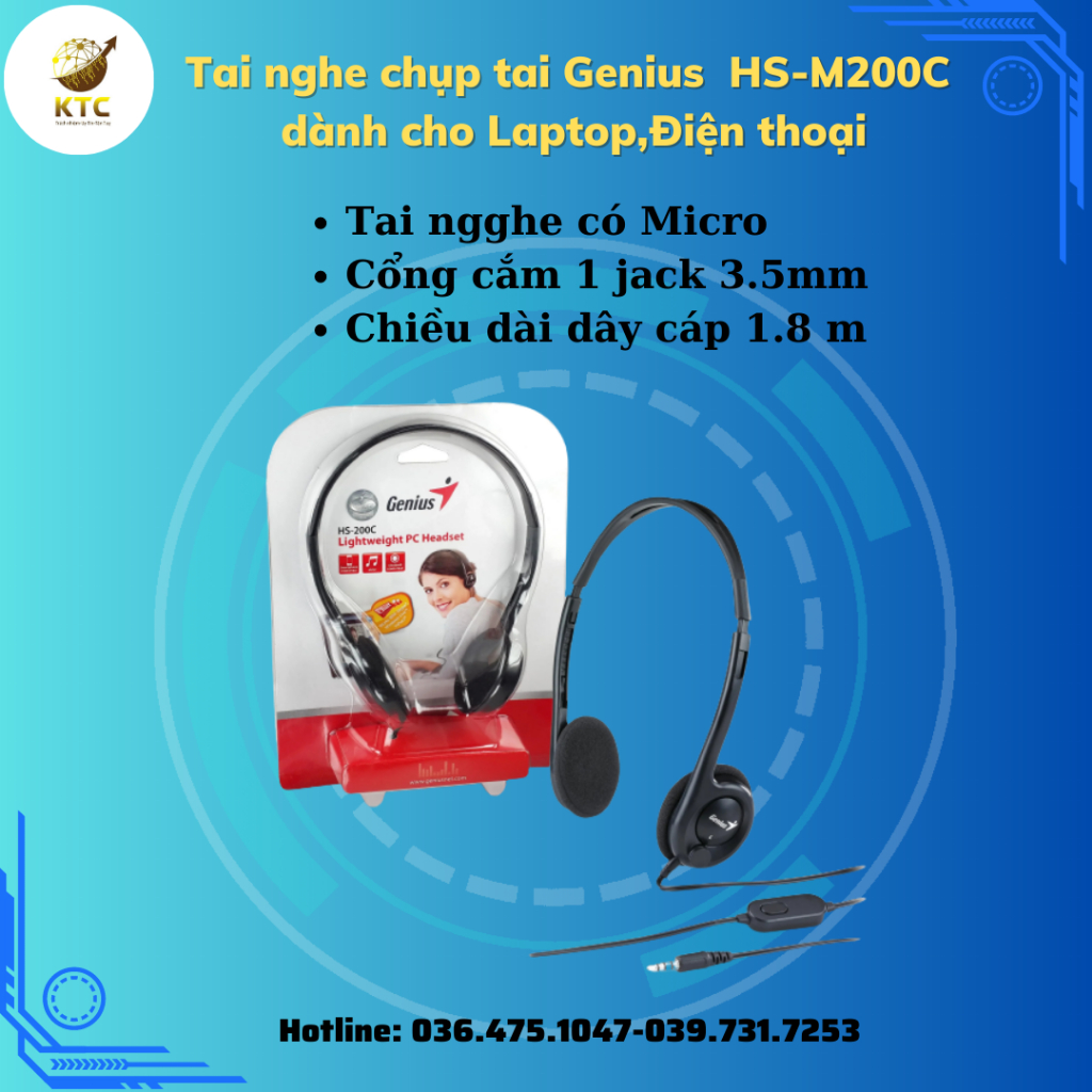 Tai nghe chụp tai Genius HS-M200C dành cho Laptop,Điện thoại | Shopee ...