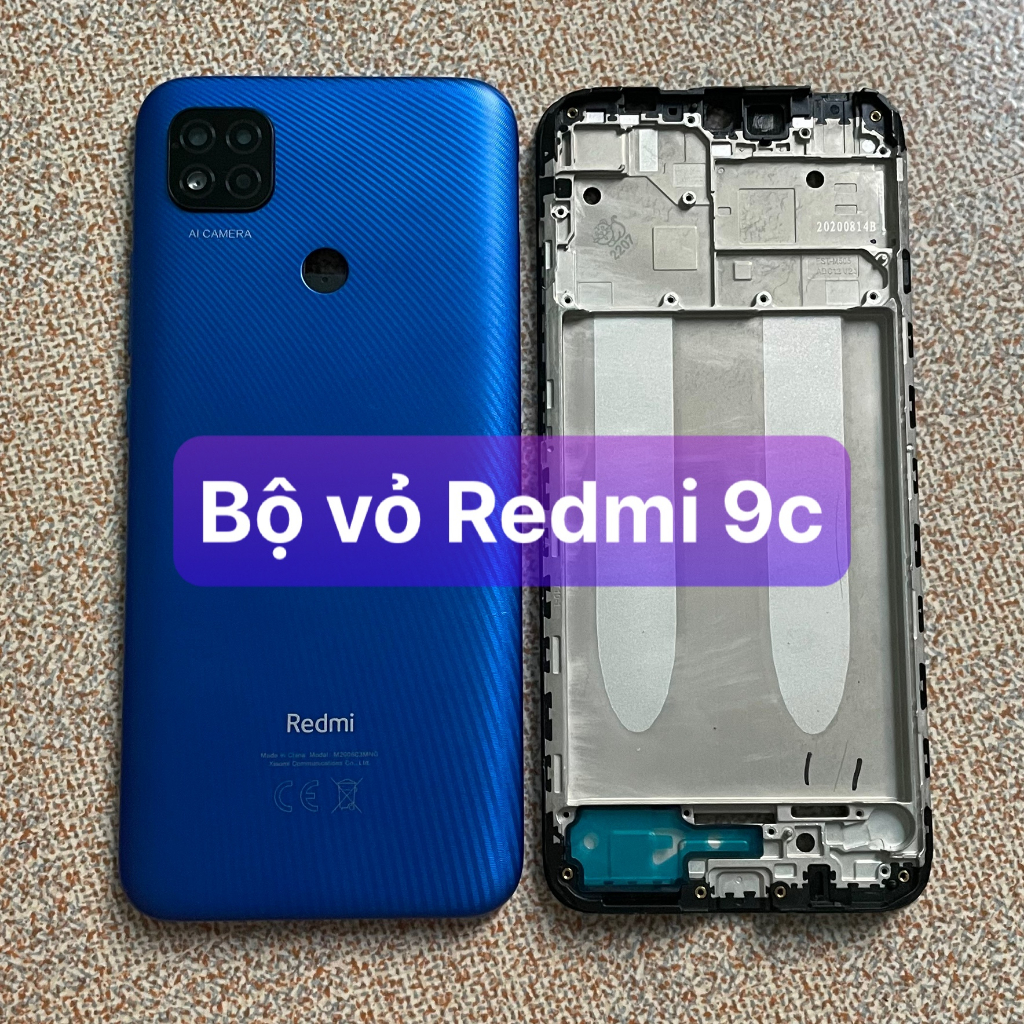 bộ xương vỏ xiaomi Redmi 9C ,kèm khay sim,phím,kính camera | Shopee ...