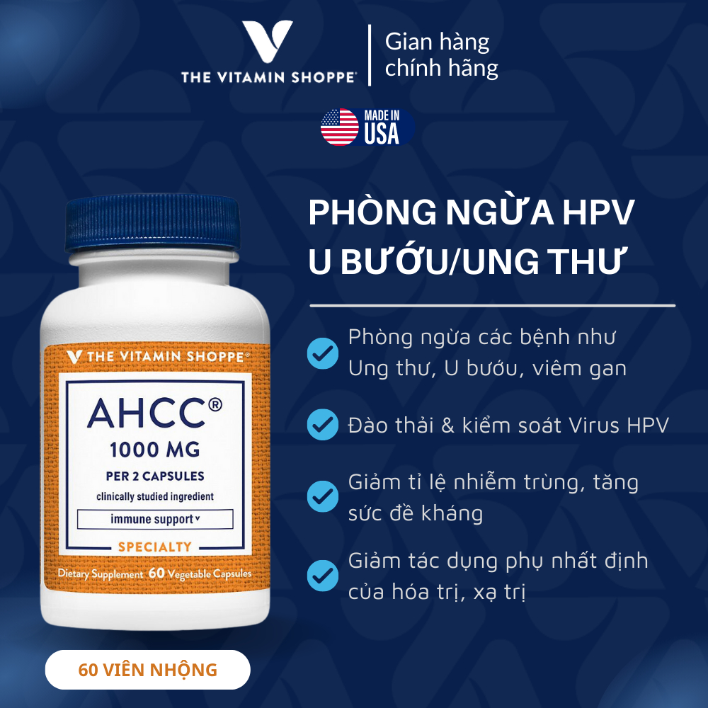 Viên Uống Tăng Sức Đề Kháng & Tế Bào Miễn Dịch The Vitamin Shoppe AHCC 1000MG 60 viên | Shopee ...