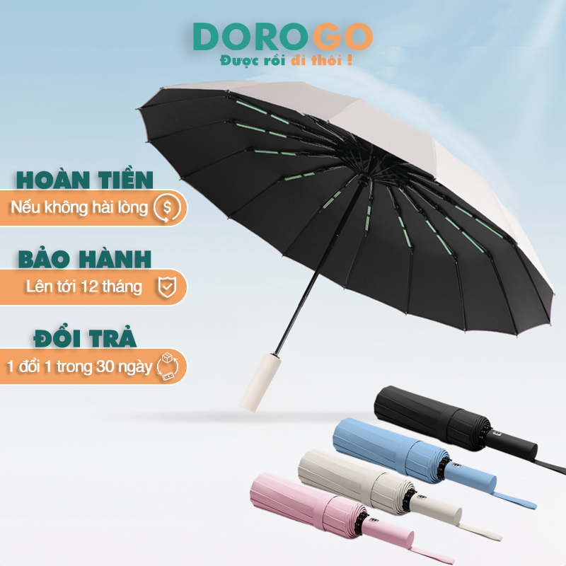 Ô che mưa dù che nắng UPF 50+ cao cấp 2 mặt DOROGO nan kép tự động nhỏ ...