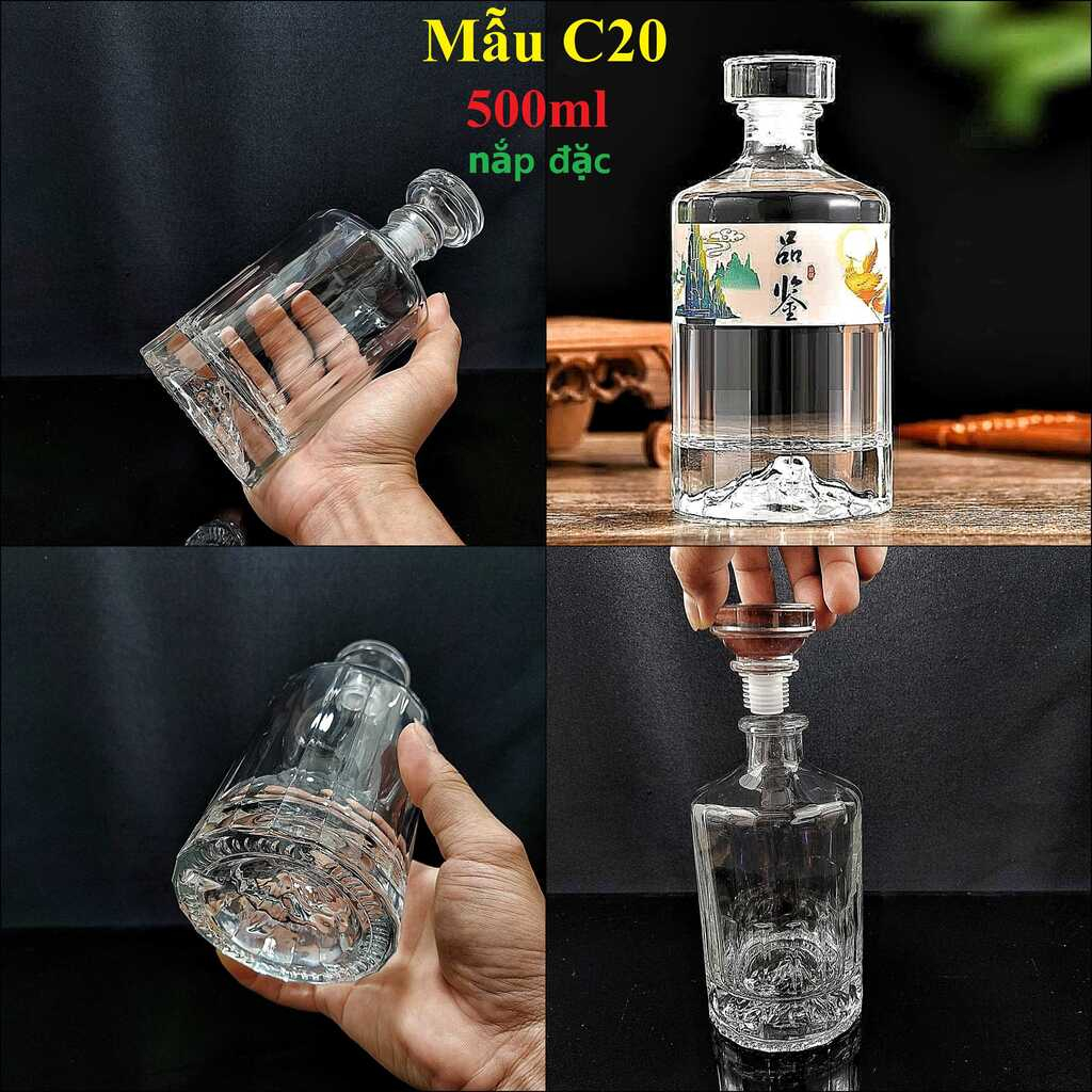 Chai Đựng Rượu 500ML thủy tinh mẫu hibiki nắp đặc – Vỏ Chai Rượu Đẹp (C20) | Shopee Việt Nam