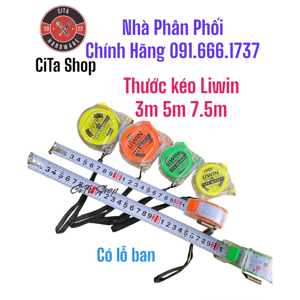 Thước kéo Liwin trong đủ loại 3m, 5m, 7.5m có loại lỗ ban | Shopee Việt Nam