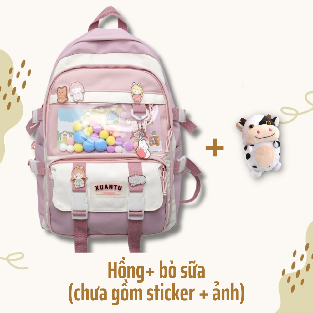 Balo nhiều ngăn XUANTU ba lô nữ đi học chống nước ngăn trong suốt phong ...