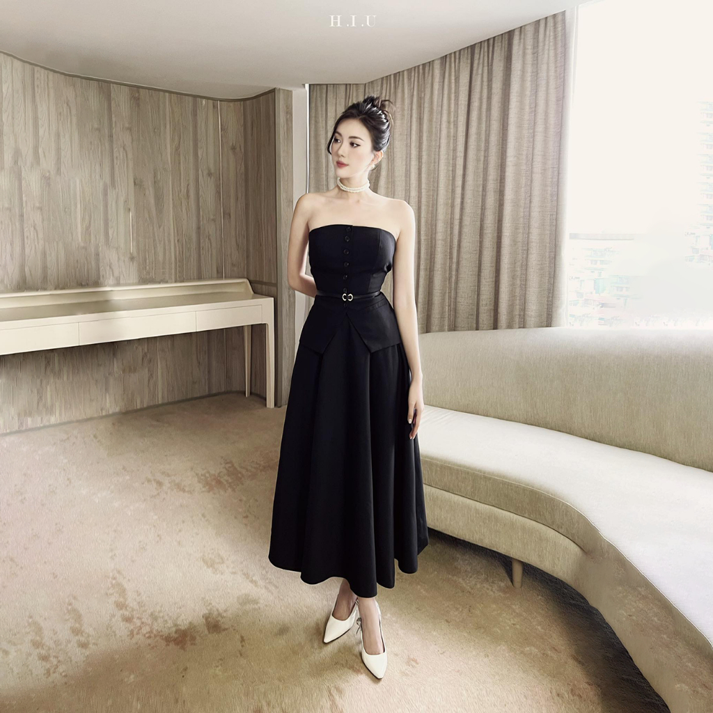 Áo nữ cup ngực khuy cài dáng ôm body OLis Top kèm belt da H.I.U Fashion , thiết kế sang trọng ...