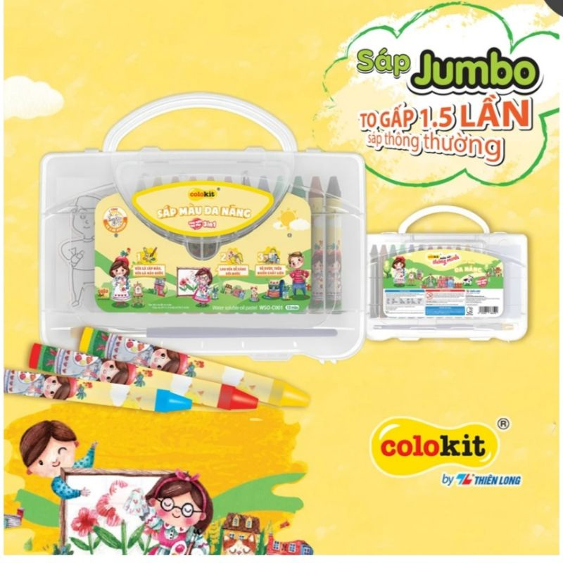 Bút sáp đa năng 12 màu rửa được Colo Art Thiên Long Colokit - Vừa là ...