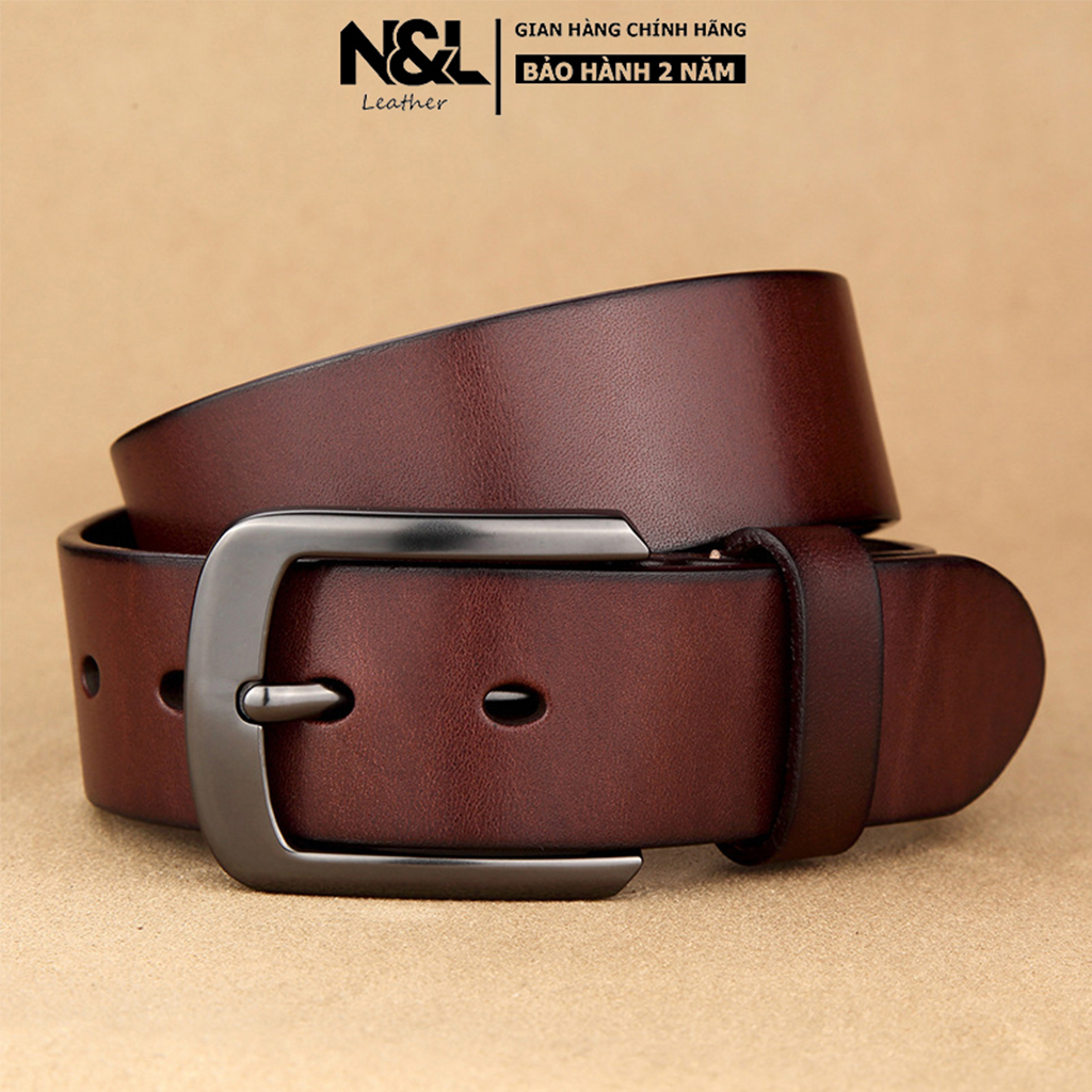 Thắt lưng nam da bò nguyên tấm khóa cài khuy N&L leather bảo hành 12 tháng full hộp đựng ...