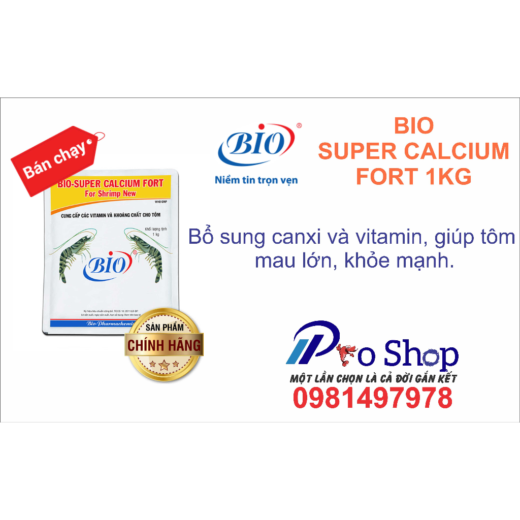 BIO-SUPER CALCIUM FORT 1KG - Bổ sung canxi và vitamin, giúp tôm mau lớn ...
