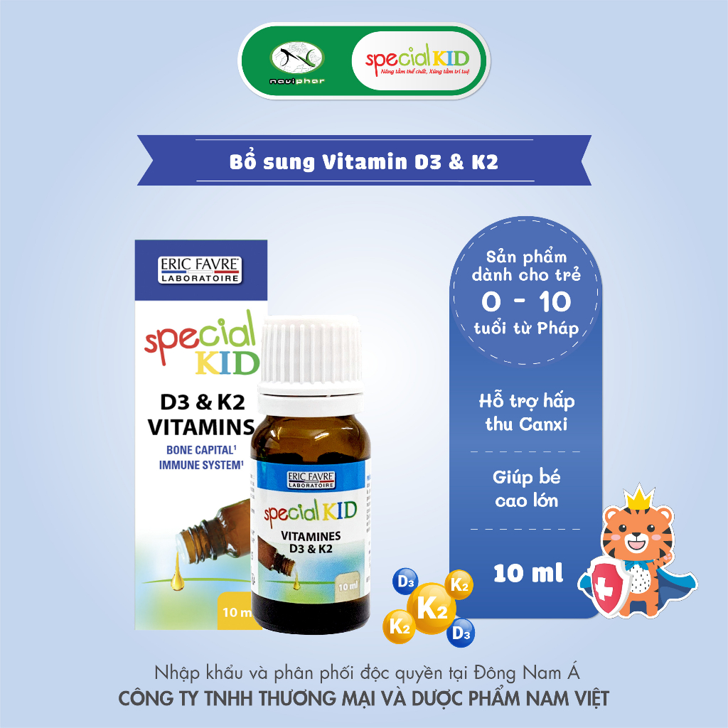 Tinh dầu Vitamin D3 và Vitamin K2, hỗ trợ tăng cường hấp thu canxi - TPBVSK Special Kid ...