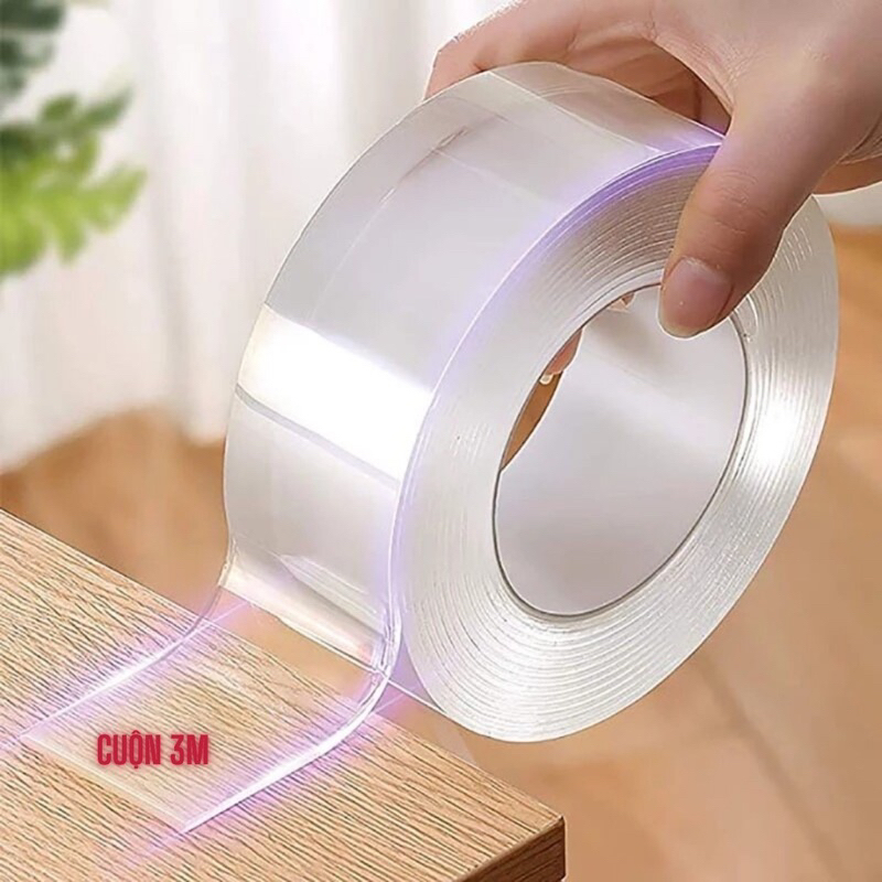 Băng keo siêu dính 2 mặt trong suốt cuộn 3cm x 3m dính mọi bề mặt ...