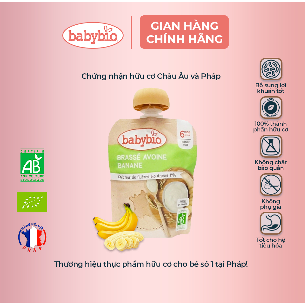 Sữa chua yến mạch hữu cơ cho bé vị chuối Babybio 85g (≥ 6 tháng) | Shopee Việt Nam