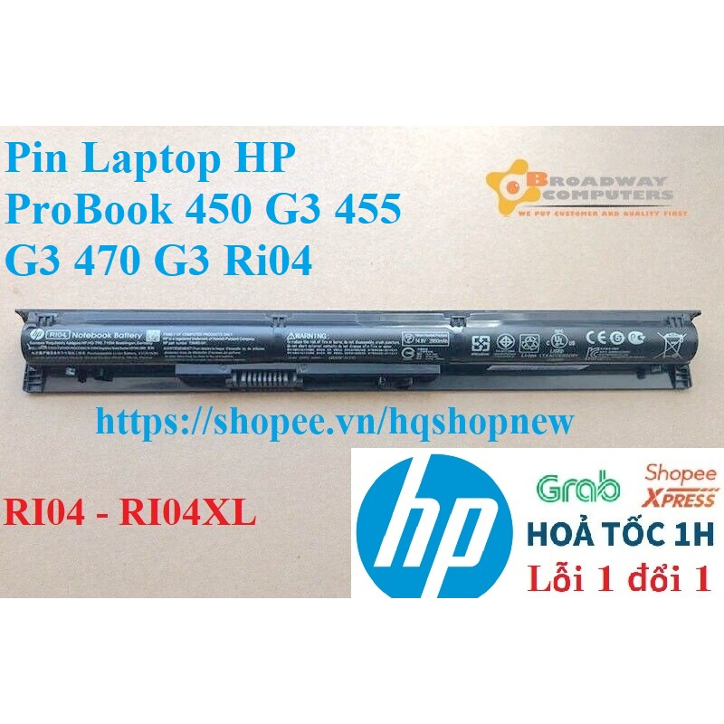 ⚡ Pin Laptop HP ProBook 450 G3 455 G3 470 G3 Ri04 | Shopee Việt Nam