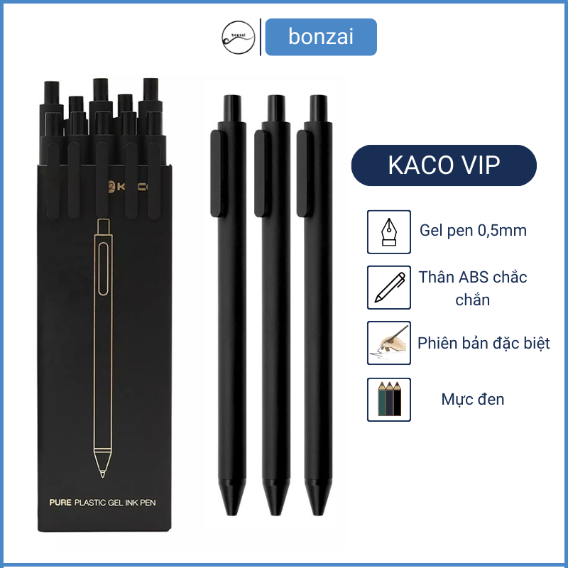 Bút gel Kaco Pure phiên bản đặc biệt đầm tay hơn ngòi 0,5mm mực đen ...