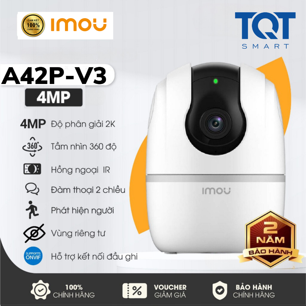 Camera IP WIFI IMOU A42P-V3 4MP 2K, Phát hiện con người, Đàm Thoại 2 ...