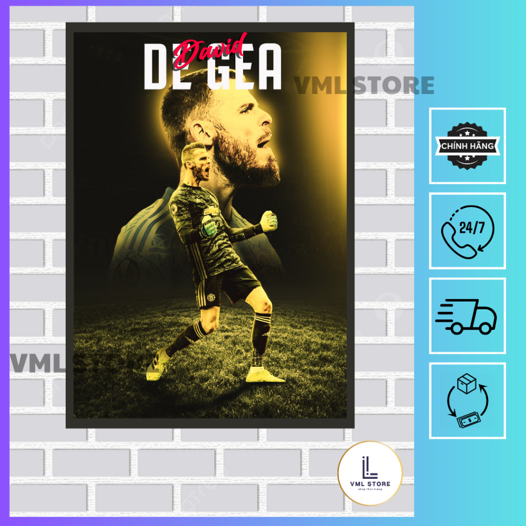 Poster David De Gea CLB MU ,Khung Ảnh Bóng Đá-Tranh Treo Tường Decor ...