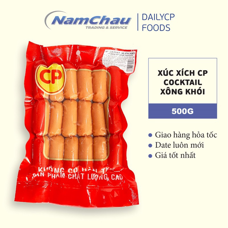 Xúc xích Cocktail xông khói hãng CP túi 250g (18 chiếc), 500g (36 chiếc) ship hoả tốc HN ...