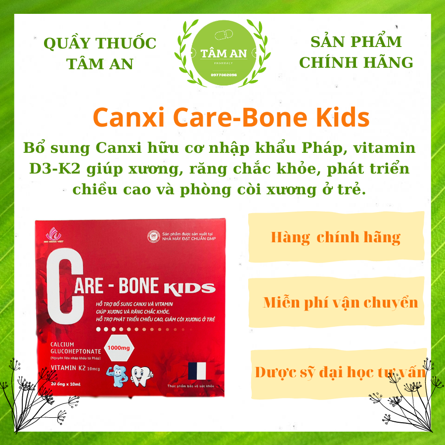 Canxi hữu cơ Care Bone Kids- Bổ sung Canxi, Vitamin D3-K2 giúp xương ...