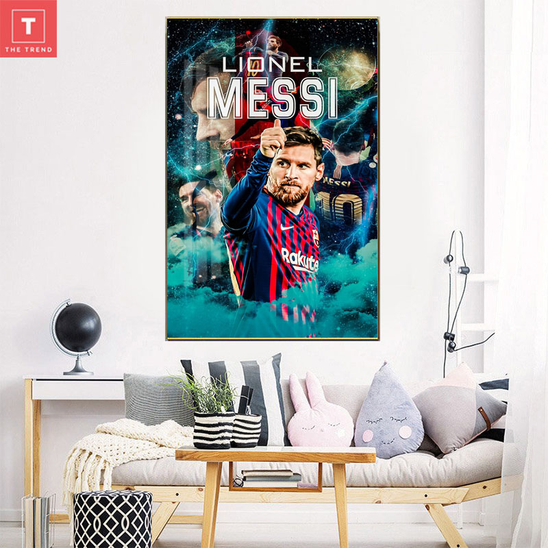 (Messi-Barcelona) Tranh tráng gương treo tường Lionel Messi M10 khoác ...