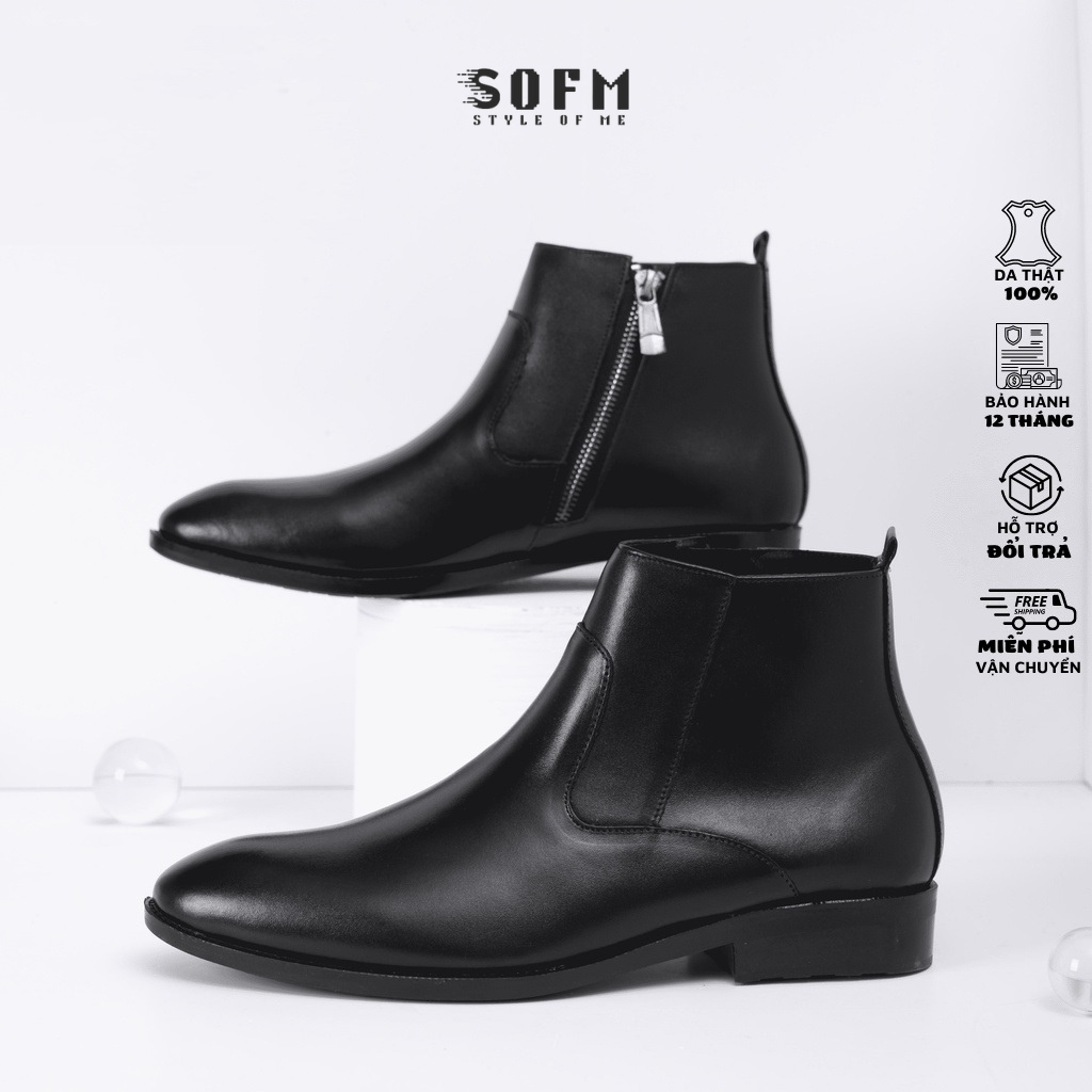 Giày Chelsea Boots da bò nguyên tấm , Bốt SOFM, giày tây nam công sở ...