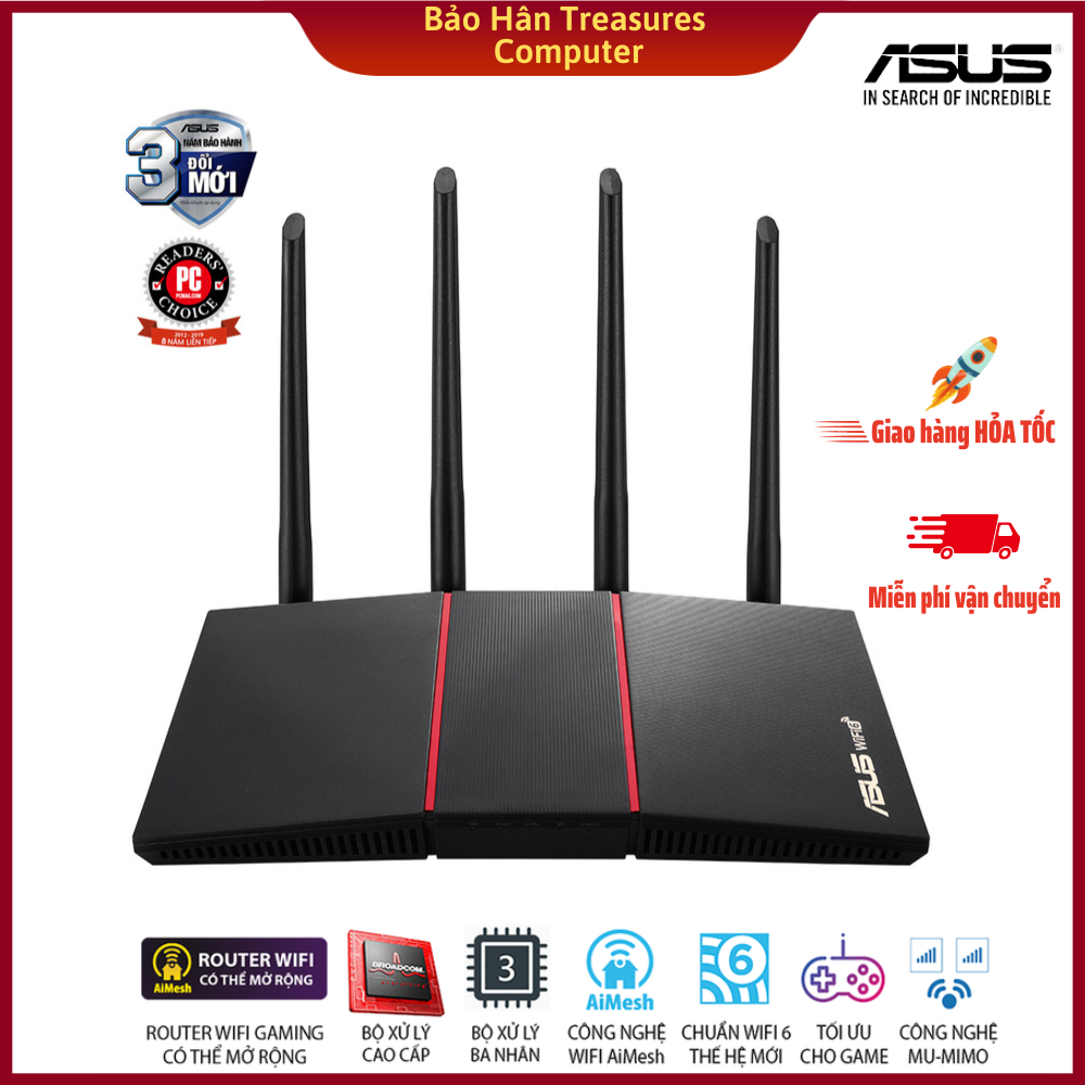 Router Wifi Asus RT-AX55 Chuẩn AX1800 Dual Band WiFi 6 (router WiFi có ...
