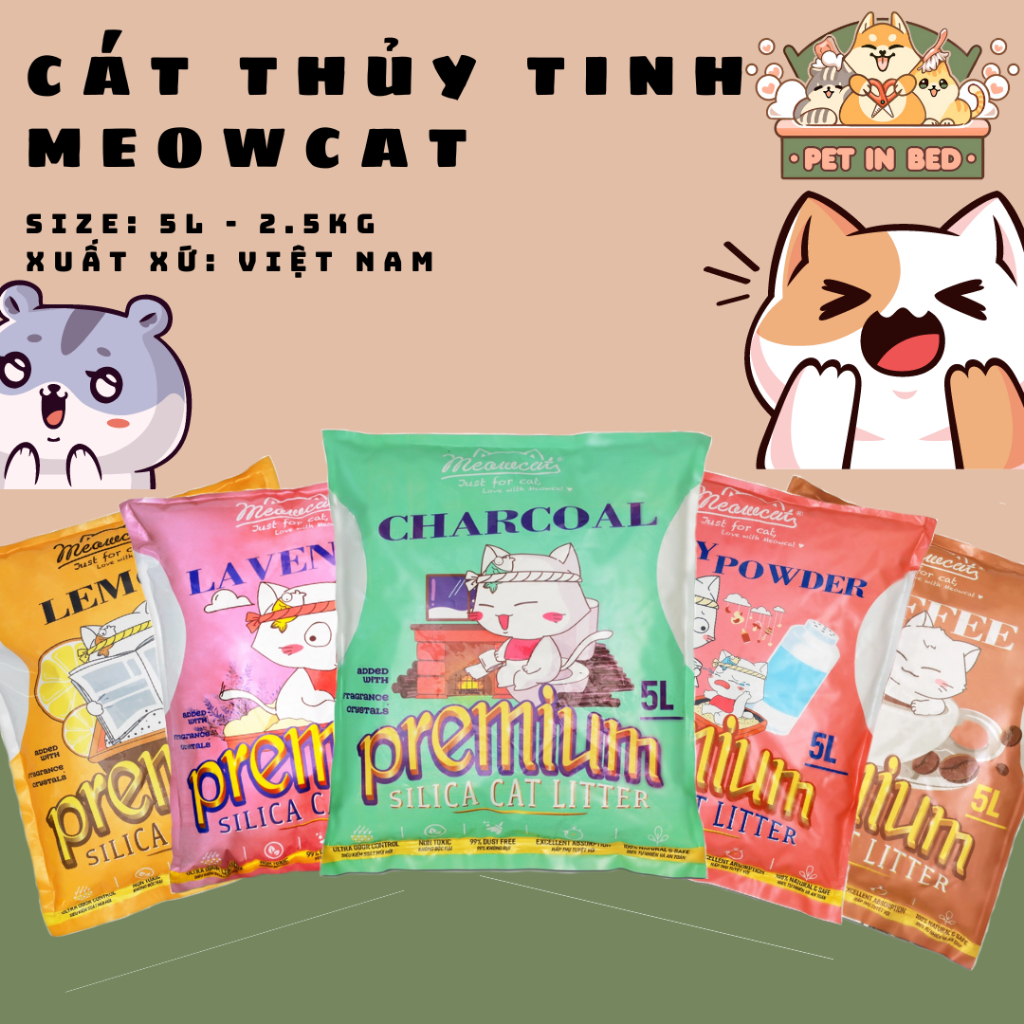 Meowcat (5L-2.5kg) / Cát thủy tinh Meowcat cho mèo đủ 5 mùi hương | Shopee Việt Nam