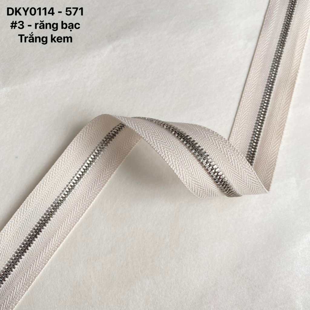 #3 Răng 3 dây khóa kéo YKK Excella 2 chiều màu Trắng kem phụ kiện may túi da cao cấp | Shopee ...