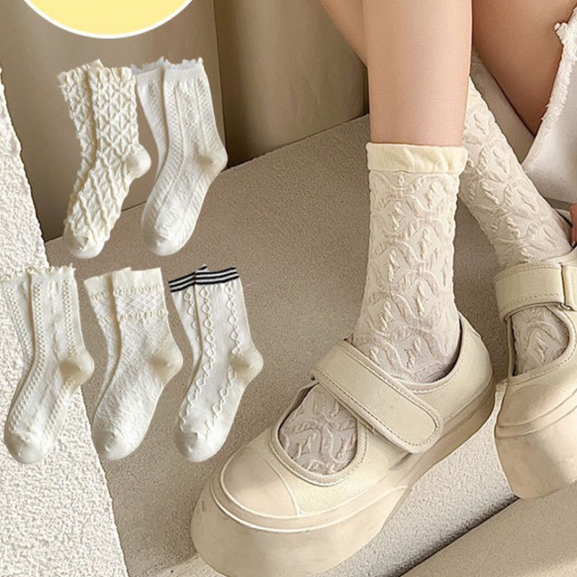 TL183 Tất vớ nữ cổ cao dập nổi bèo tiểu thư nhiều mẫu | Shopee Việt Nam