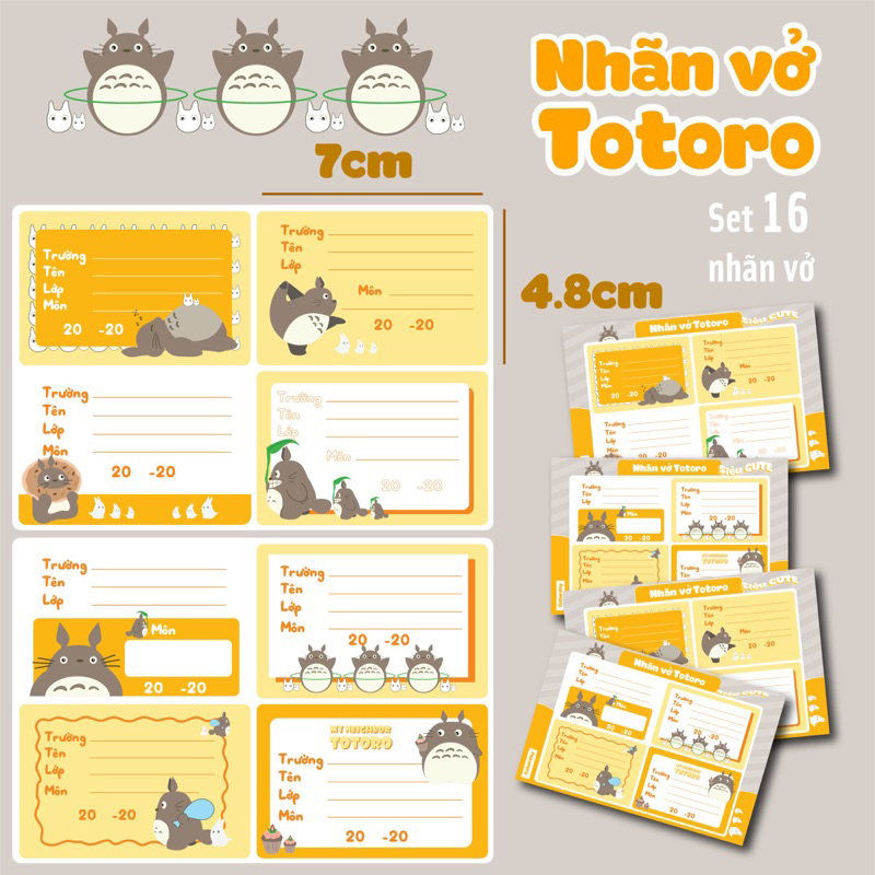 Set 16 nhãn vở TOTORO, DORAEMON, GẤU DÂU LOTSO siêu cute | Shopee Việt Nam