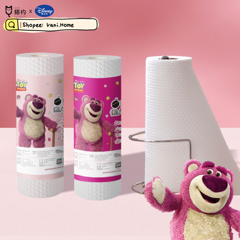 Cuộn khăn giấy lau bếp đa năng tem Gấu Dâu Lotso cute 23cm siêu dai có ...