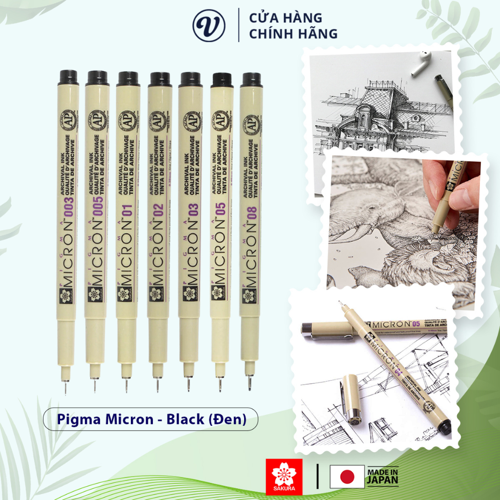 Bút line màu đen đi nét, chuyên vẽ kỹ thuật Sakura Pigma Micron | Shopee Việt Nam