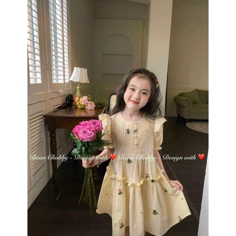 (12-37kg)Váy Đầm Trẻ Em Thiết Kế Babydoll Công Chúa Hoa Nhí Dễ Thương Đi Học Đi Chơi Biển Mùa Hè ...