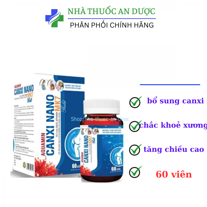 Viên uống bổ sung canxi Aquamin Canxi Nano MK7 Gold giúp tăng chiều cao, giảm loãng xương – Hộp ...
