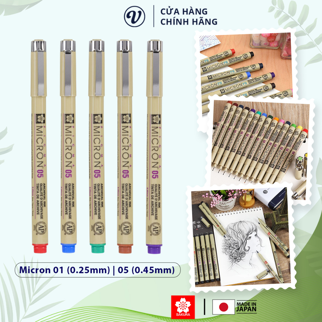 Bút line đi nét, chuyên vẽ kỹ thuật Sakura Pigma Micron - Nhiều màu | Shopee Việt Nam