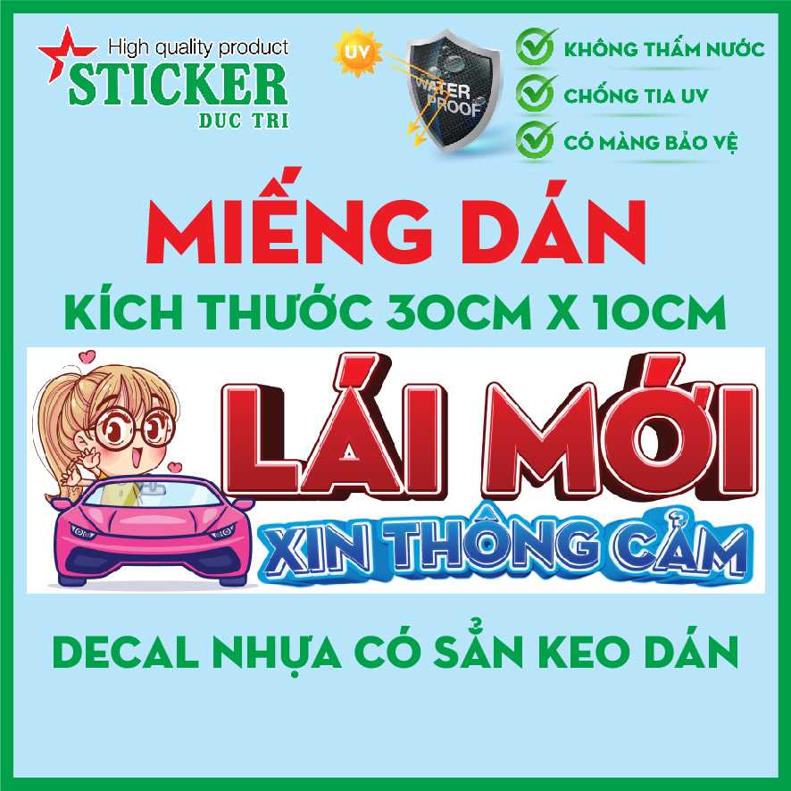 MIẾNG DÁN 1 LOGO STICKER TEM DECAL DÁN XE LÁI MỚI XIN THÔNG CẢM ...