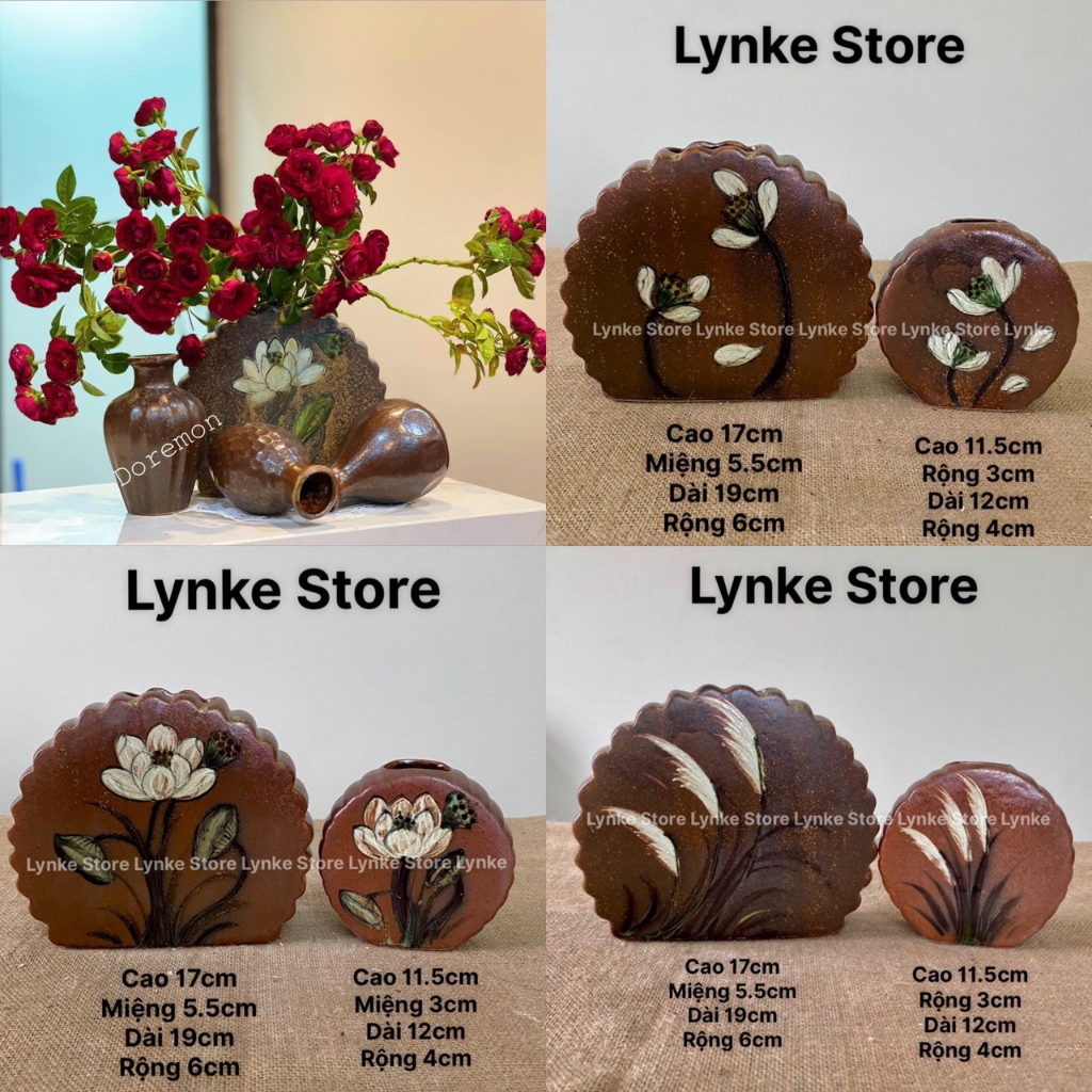 Bình Hoa Men Mộc Dáng Bánh Quy Lọ Hoa Decor Đẹp Gốm Sứ Bát Tràng ...