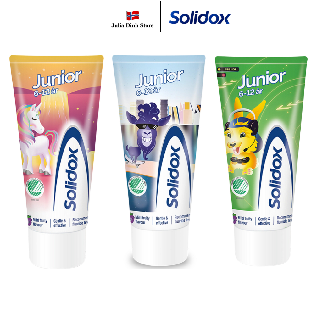 Kem đánh răng Solidox Junior dành cho bé từ 6 đến 12 tuổi vị nho (50 ml ...