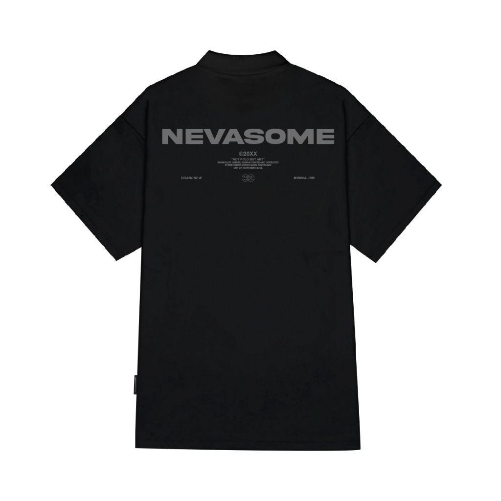 Áo Polo Oversize Local Brand NEVASOME Minimalism Đen Cotton Tay Lỡ Form ...