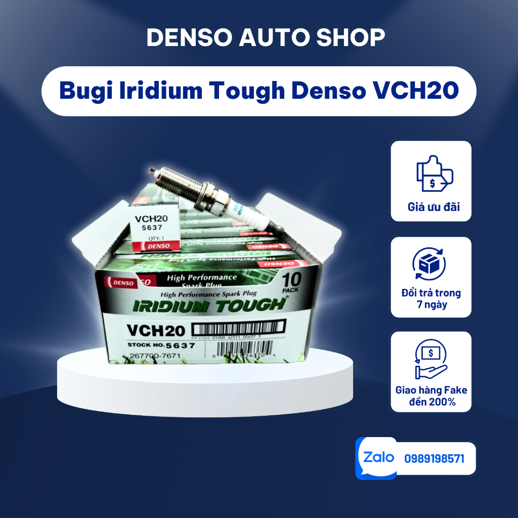 Bugi denso iridiumtough vch20 xuất xứ từ Nhật Bản giúp xe đánh lửa ổn ...