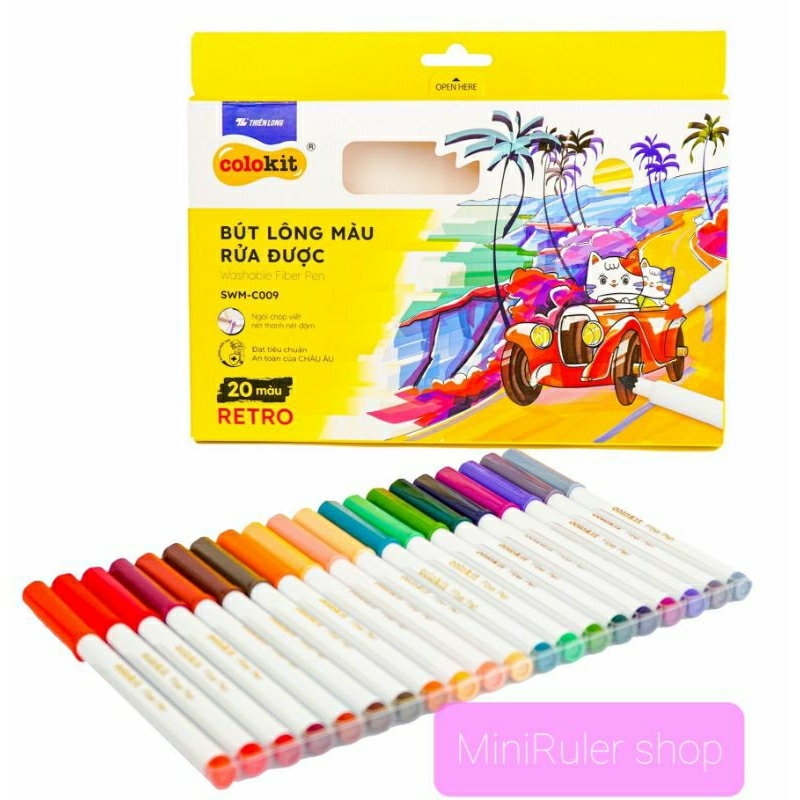 Bút lông 20 màu Retro rửa được Fiber Pen Thiên Long Colokit SWM-C009 ...